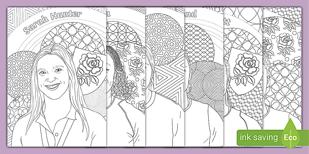 England Women's Rugby Team Mindfulness Colouring - Twinkl