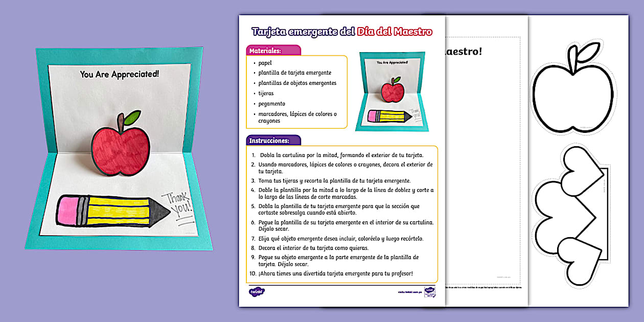 Tarjeta del Día del Maestro (Inicial) (teacher made)