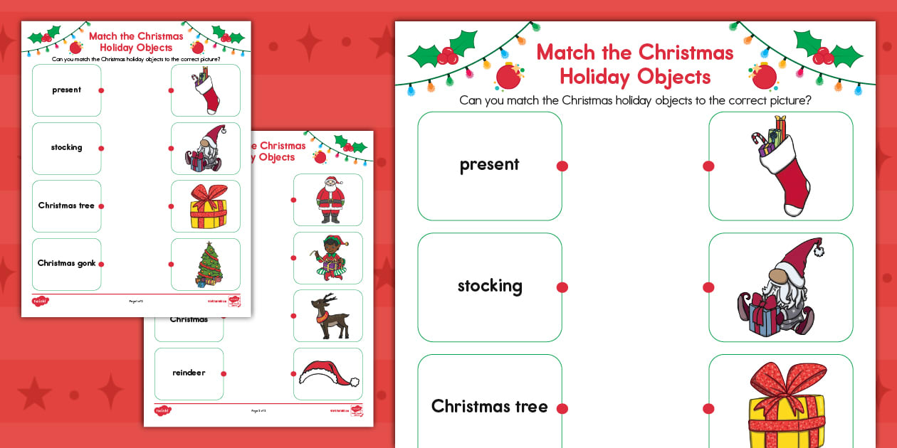 Christmas Holiday Objects Shadowing Matching (teacher made)