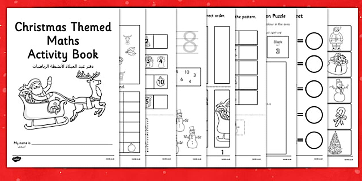 Christmas Themed Maths Activity Book Arabic Translation