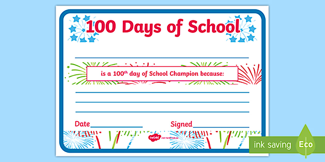 100 Days of School | Certificate | Primary Resource | F-2
