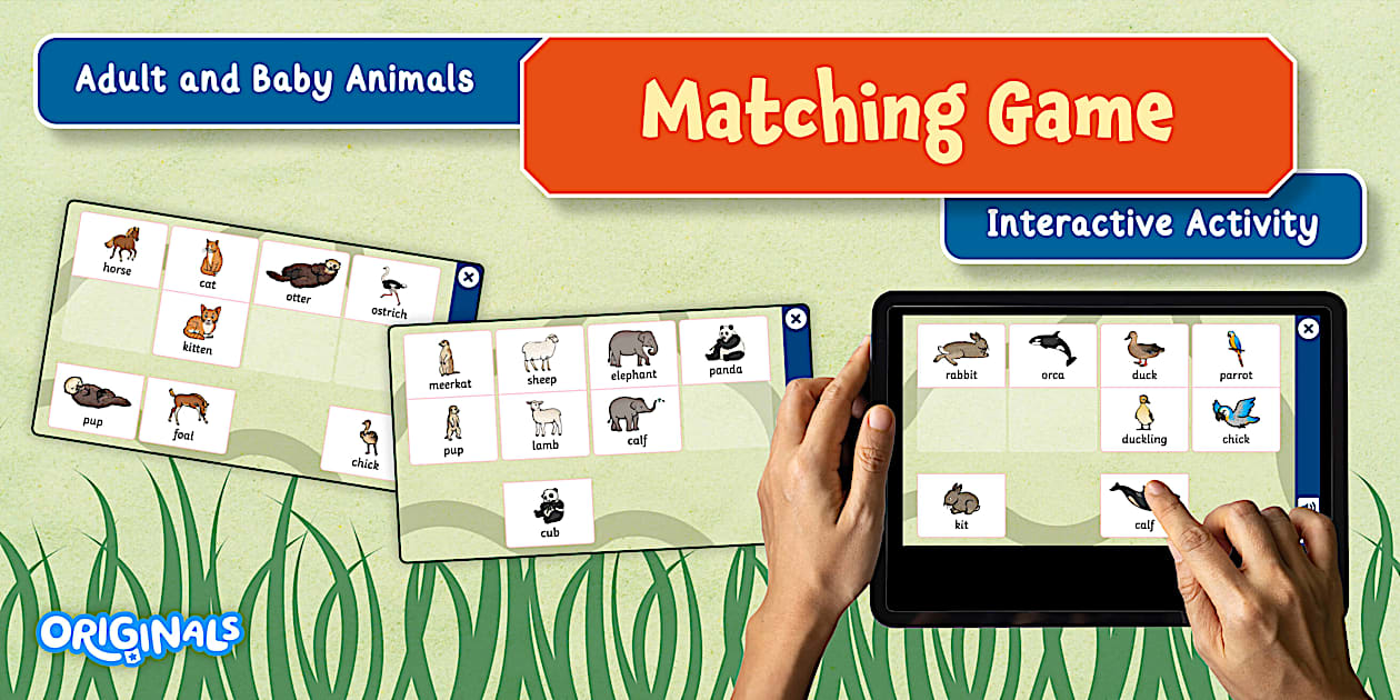 Adult and Baby Animals Interactive Matching Game