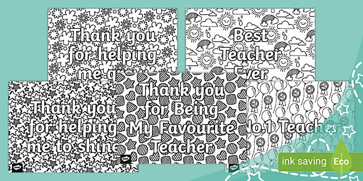 Thank You Teacher Mindfulness Colouring Pages and Cards
