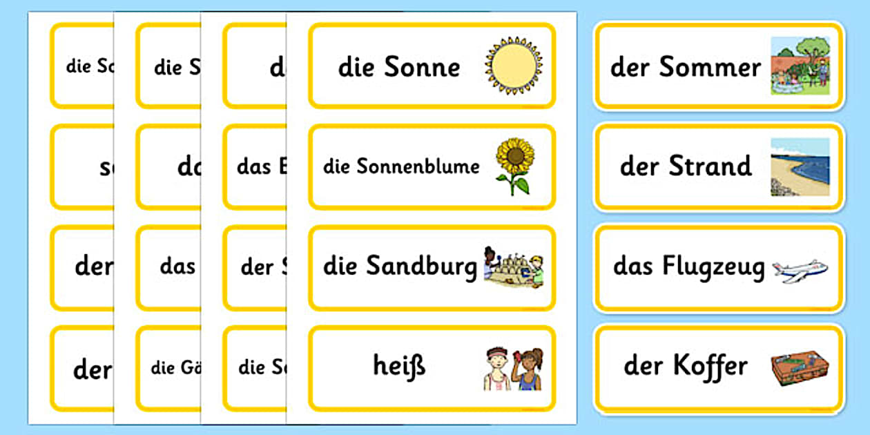 Summer Topic Word Cards German (teacher made) - Twinkl