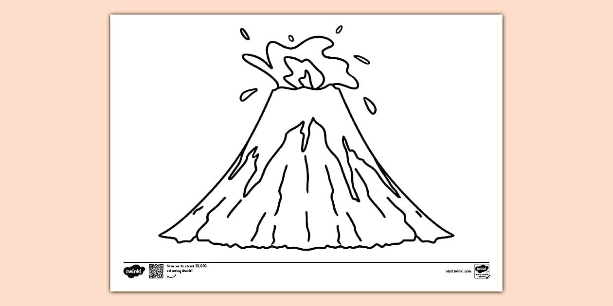 Volcano Erupting Colouring Sheet | Colouring Sheets - Twinkl