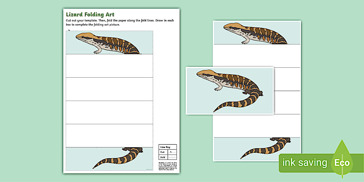 Lizard Folding Art Template (teacher made) - Twinkl