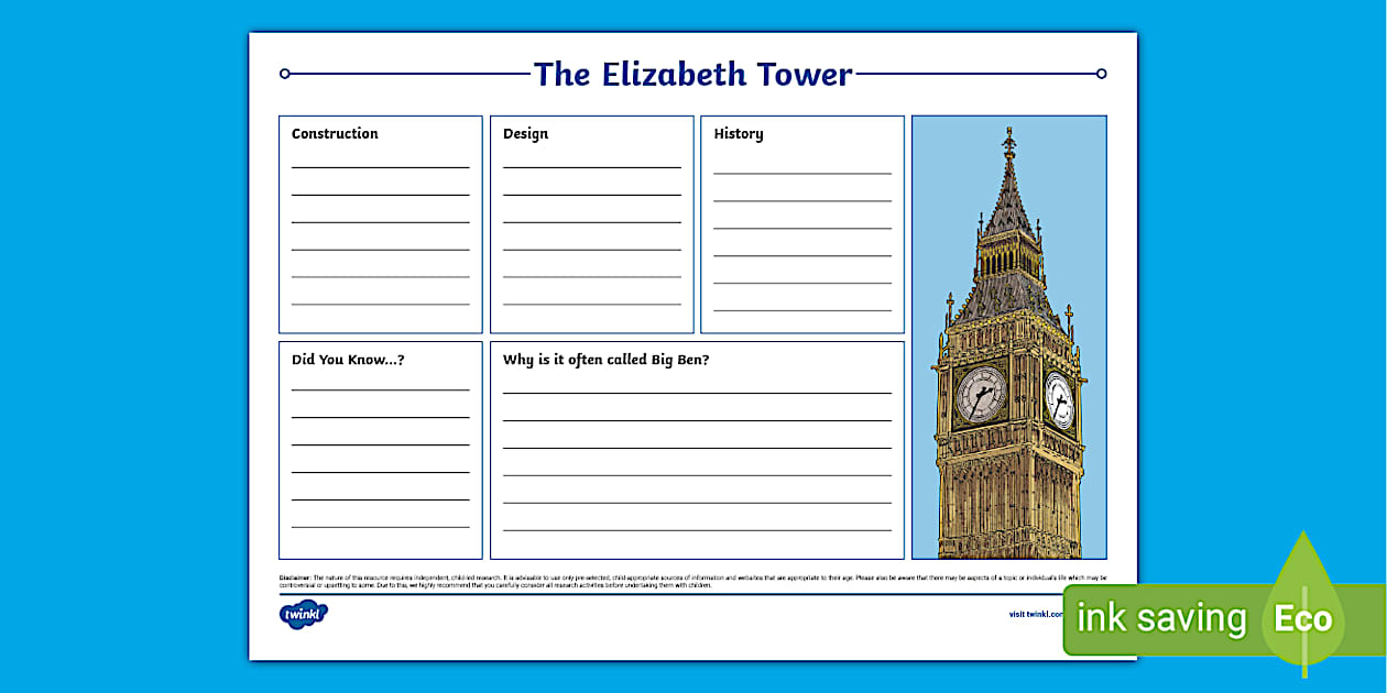 Big Ben Fact File Template (teacher made) - Twinkl
