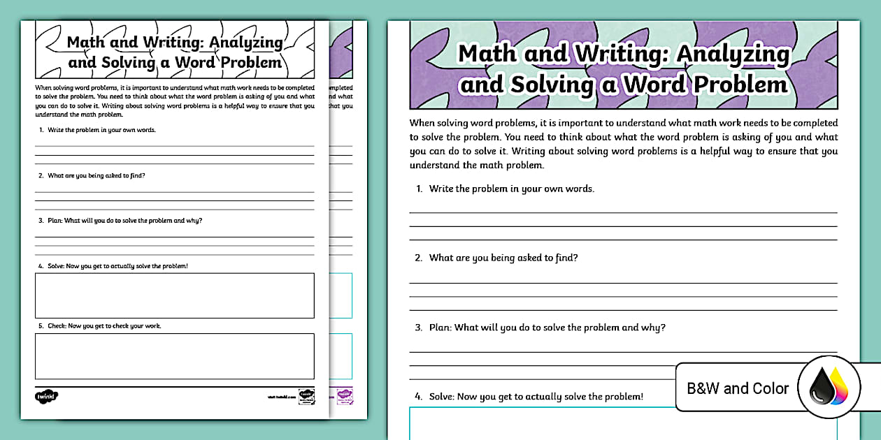 Analyzing and Solving a Word Problem Template (teacher made)
