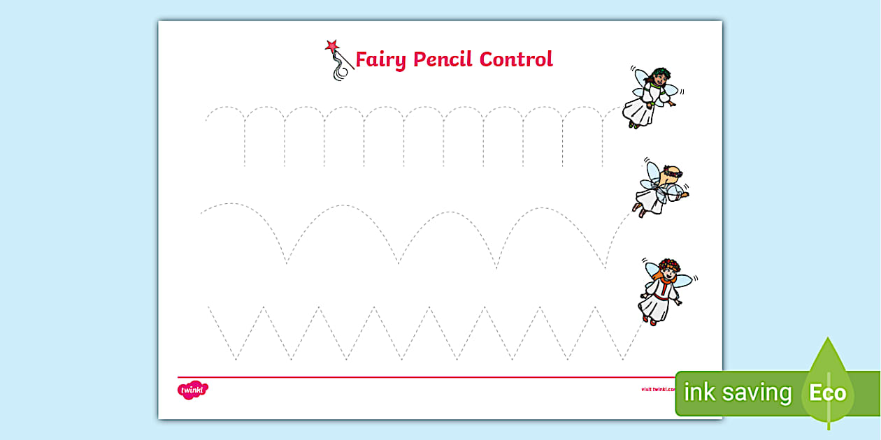 Fairy Pencil Control Sheet - Twinkl