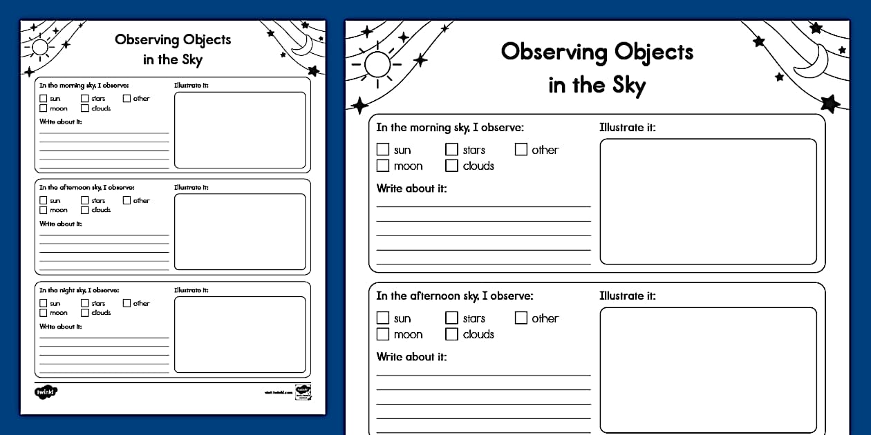 First Grade Observing Objects in the Sky Note-Taking Worksheet