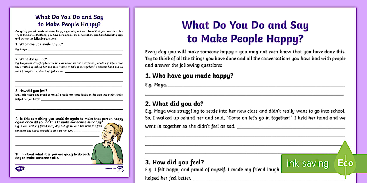 What Makes You and Others Happy Worksheet (Teacher-Made)