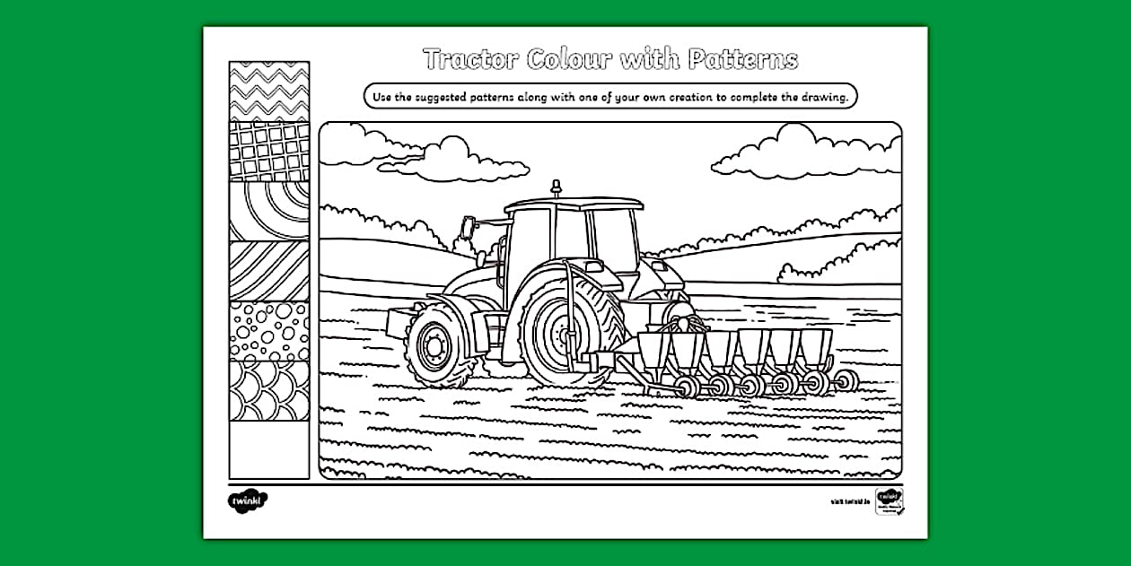 * NEW * Tractor Colour with Patterns Activity - Twinkl