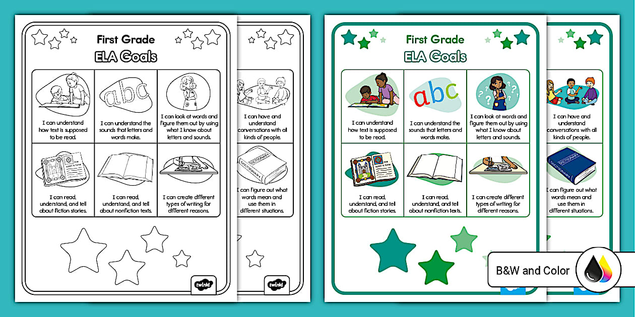 First Grade ELA Goals Posters (Teacher-Made) - Twinkl