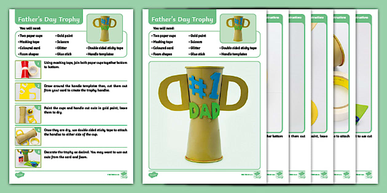 Editable Father's Day Trophy Craft Instructions - Twinkl