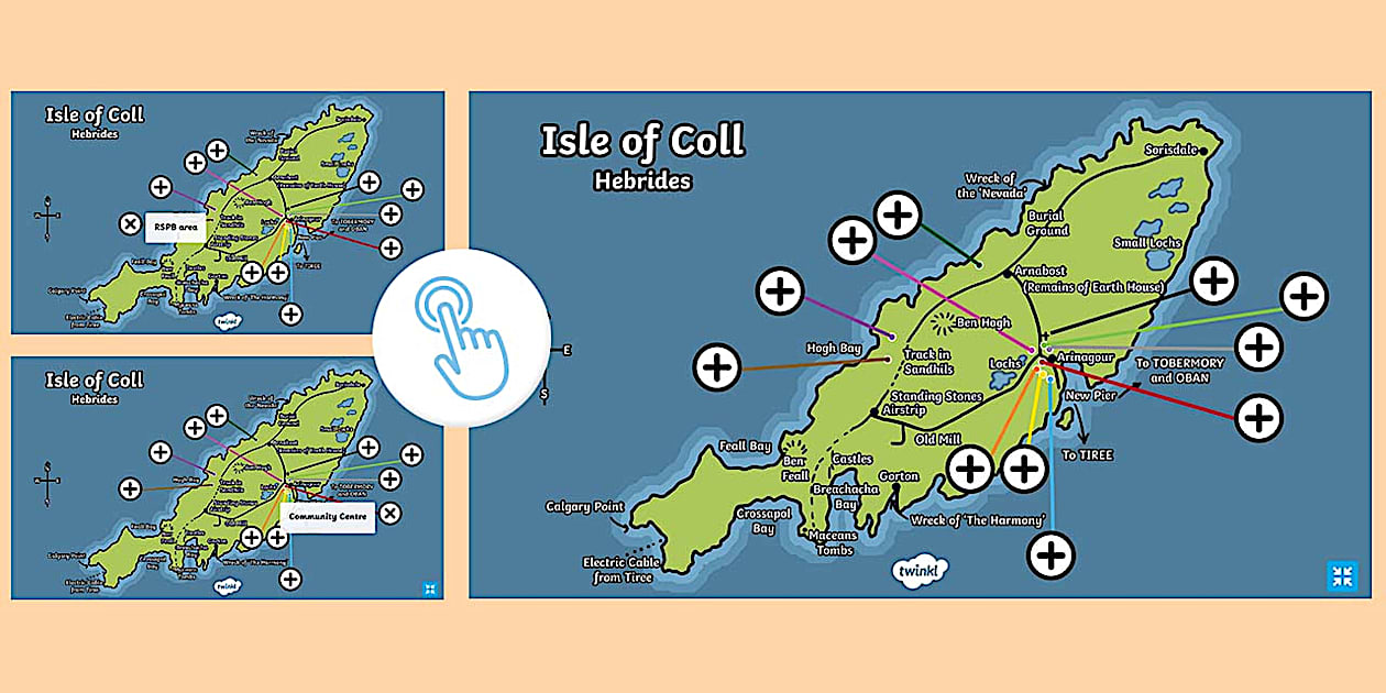 Isle of Coll Attractions on a Map - Interactive Resource
