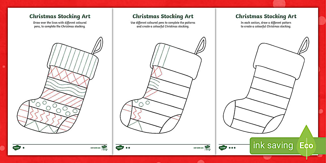 Christmas Stocking Art - Fine Motor Skills Activity For Kids