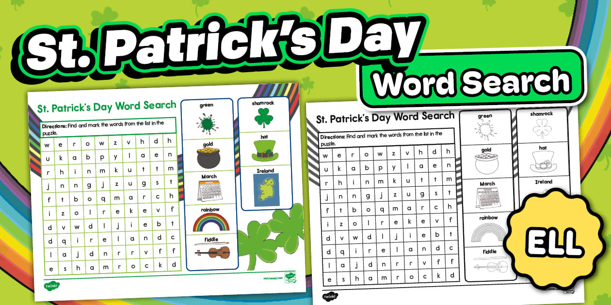 St. Patrick's Day Word Search for ELL