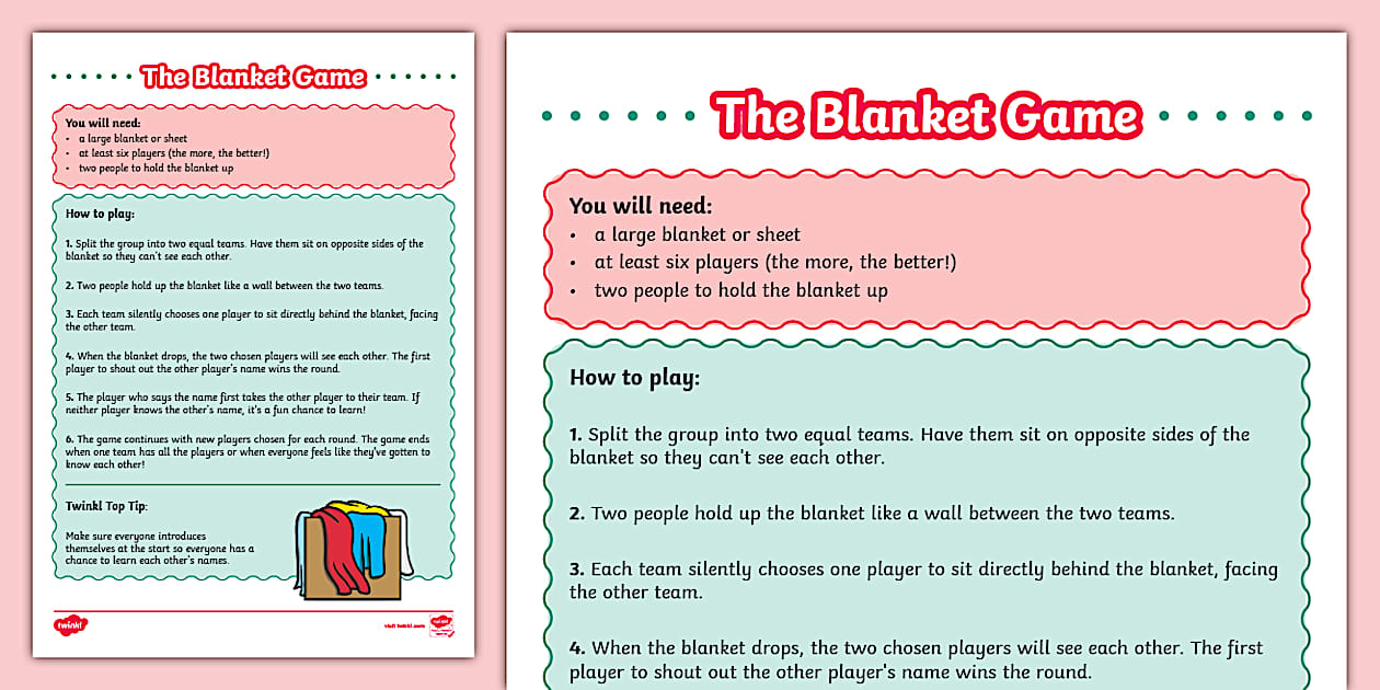 The Blanket Game Icebreaker Instructions (teacher made)