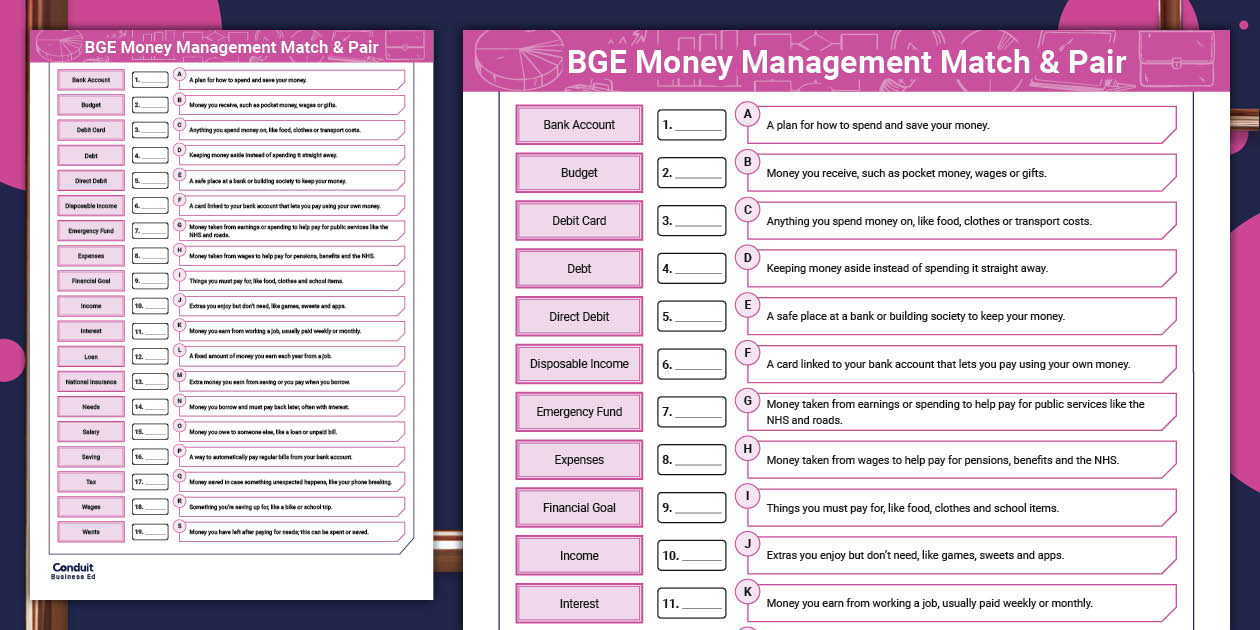 Money Management Match & Pair