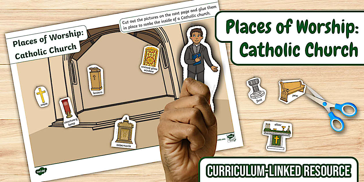 Places of Worship Catholic Church Cut and Stick Activity