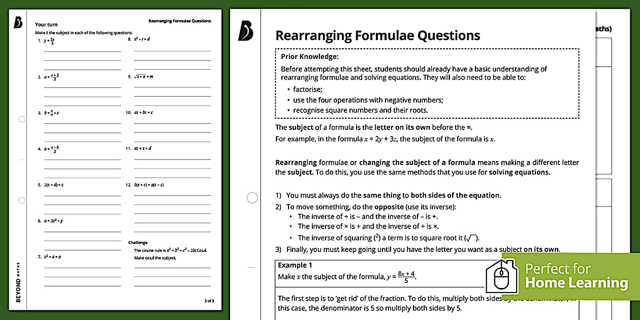 👉 Rearranging Formulae Questions | KS3 Maths | Beyond