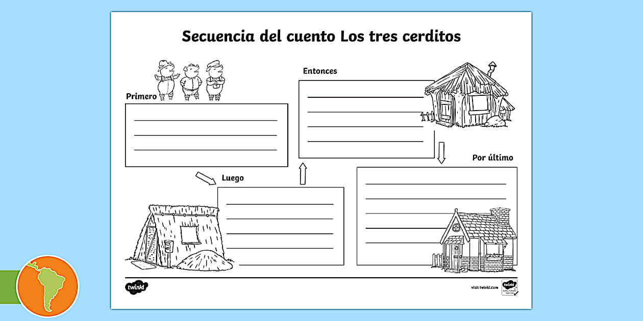 Ficha de actividad: Completar el cuento de los tres cerditos