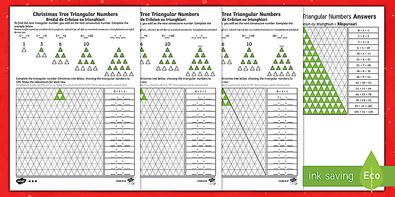 Christmas Tree Triangular Numbers Differentiated Maths Activity