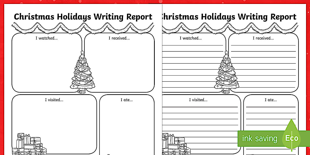 Editable Christmas Holiday Report Writing Frame - Twinkl