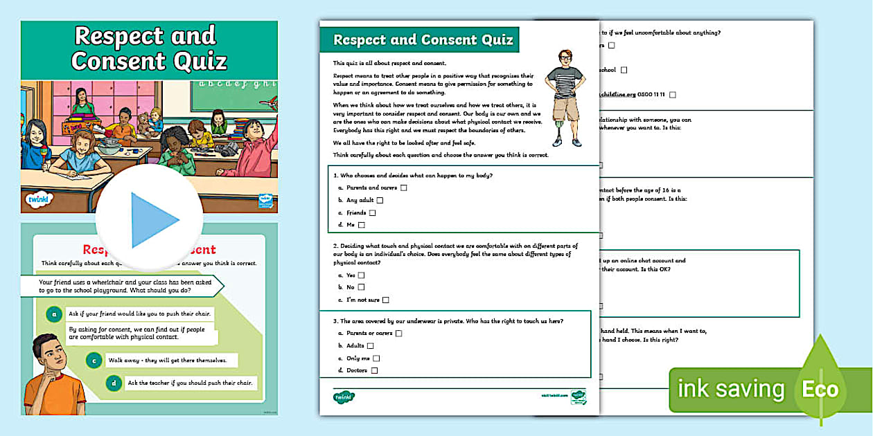 UKS2 RSE Respect and Consent Quiz Activity - Twinkl