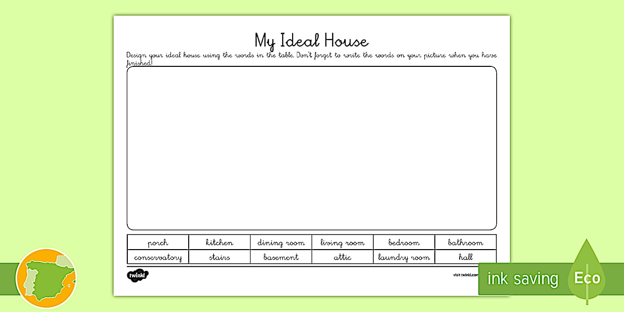 A1 Ficha de actividad: Mi casa ideal en inglés