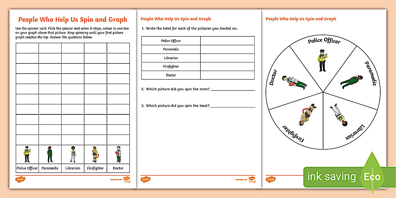 People Who Help Us Spin and Graph Activity Sheet - Twinkl