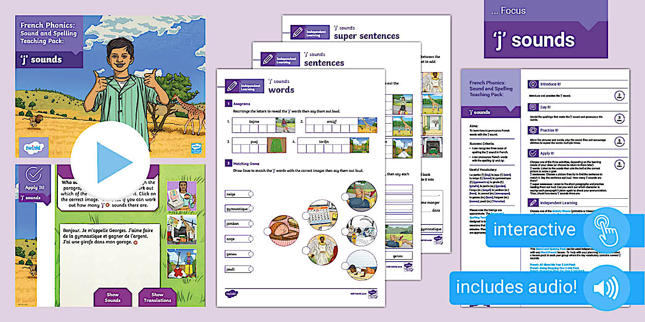 👉 French Phonics: Sound and Spelling Teaching Pack 'j' Sounds