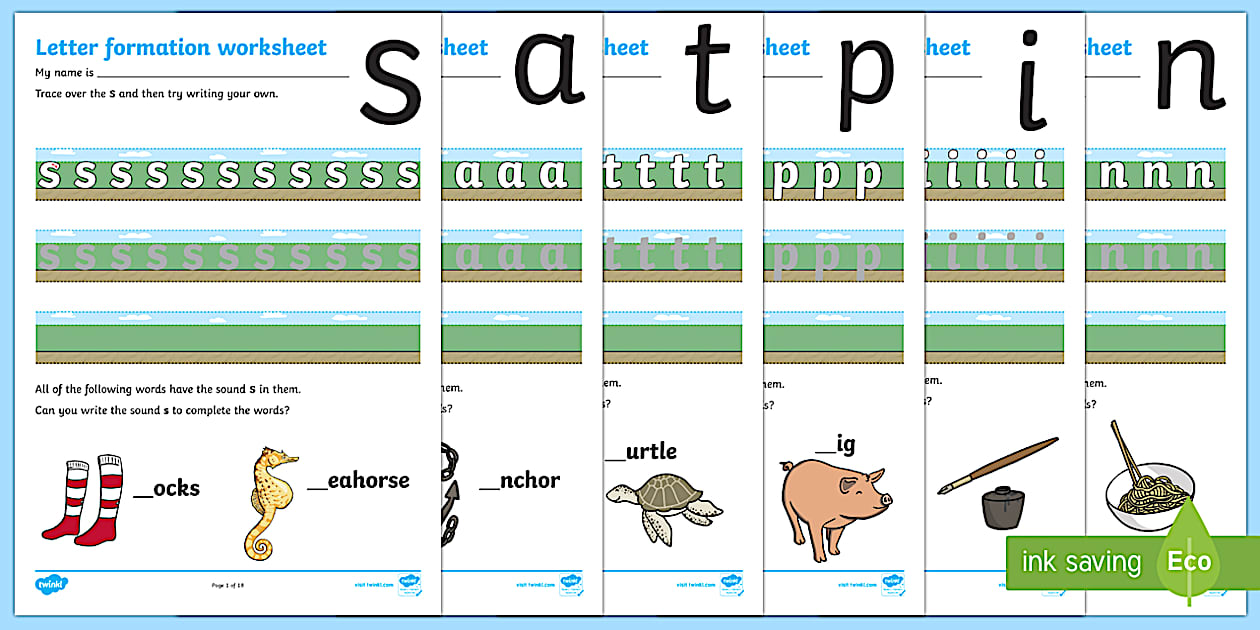 NSW Ground Grass and Sky Letter Formation Phase 2 Worksheets