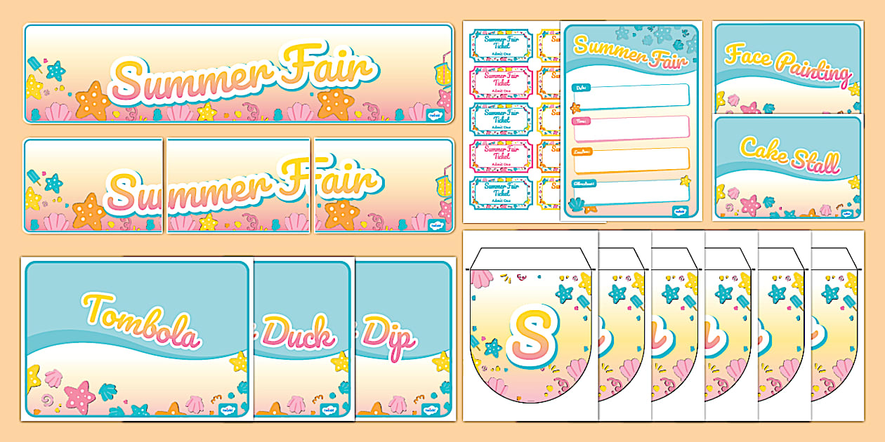 Summer Vibes Themed Summer Fair Display Pack (Teacher-Made)