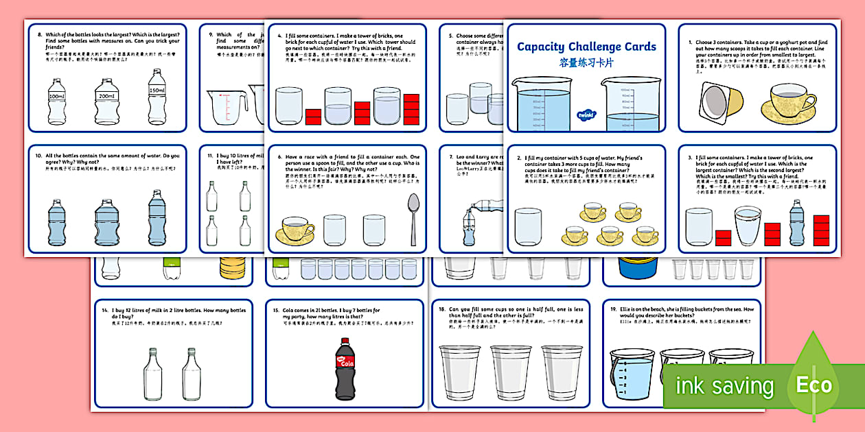 KS1 Capacity Challenge Cards English/Mandarin Chinese - KS1 Capacity ...