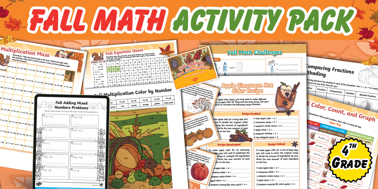 Fourth Grade Fall Math Activity Pack (teacher made) - Twinkl