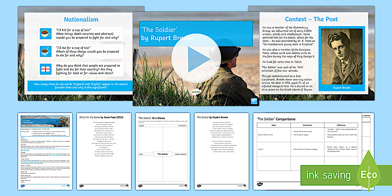 GCSE Poetry Lesson Pack - 'The Soldier' by Rupert Brooke