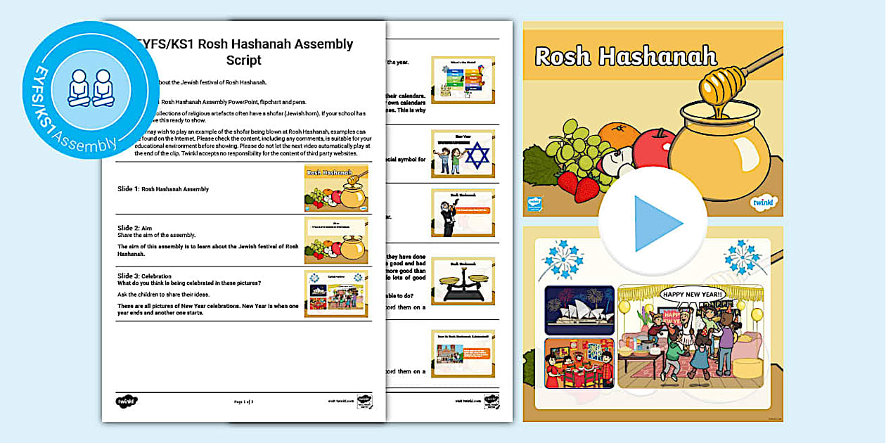 EYFS/KS1 Rosh Hashanah Assembly Pack (teacher made) - Twinkl
