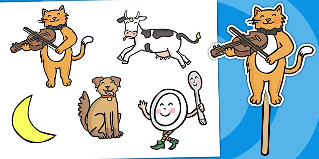 Hey Diddle Diddle Stick Puppets (teacher made) - Twinkl