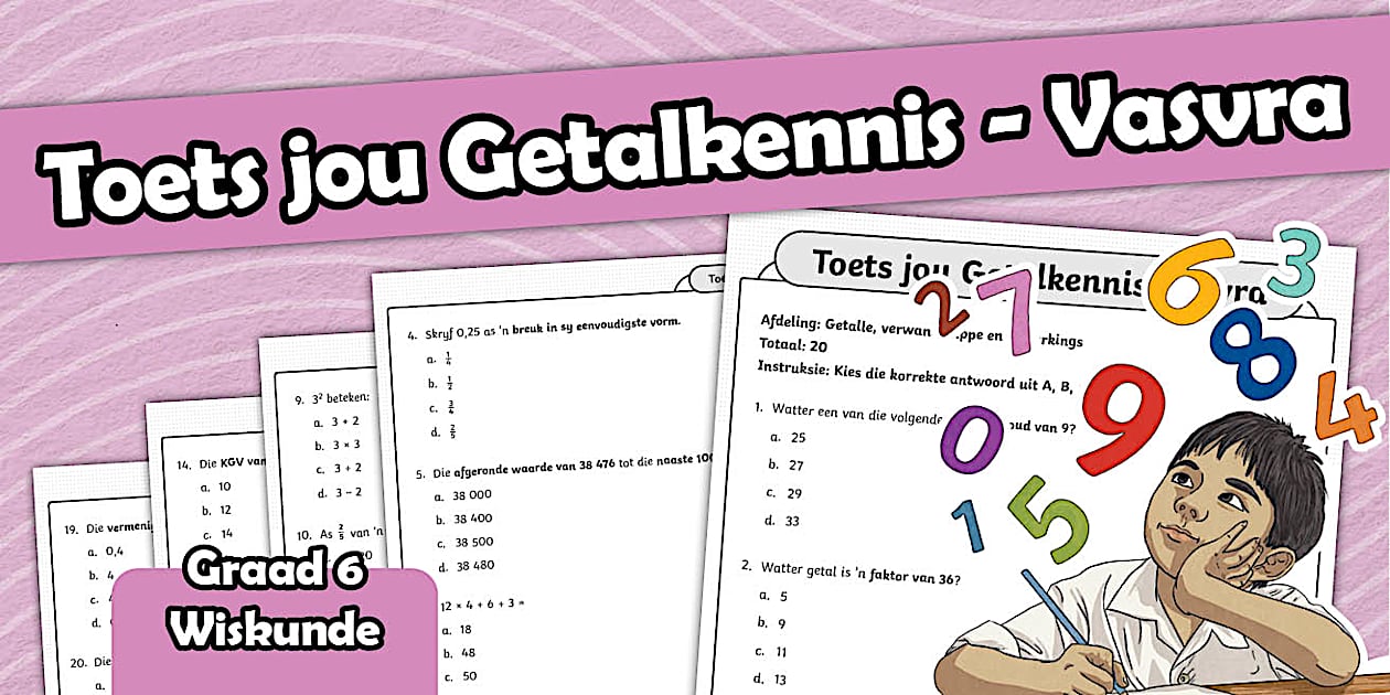Graad 6 Wiskunde - Kwartaal 2 - Toets jou Getalkennis - Vasvra (KABV Belyn)
