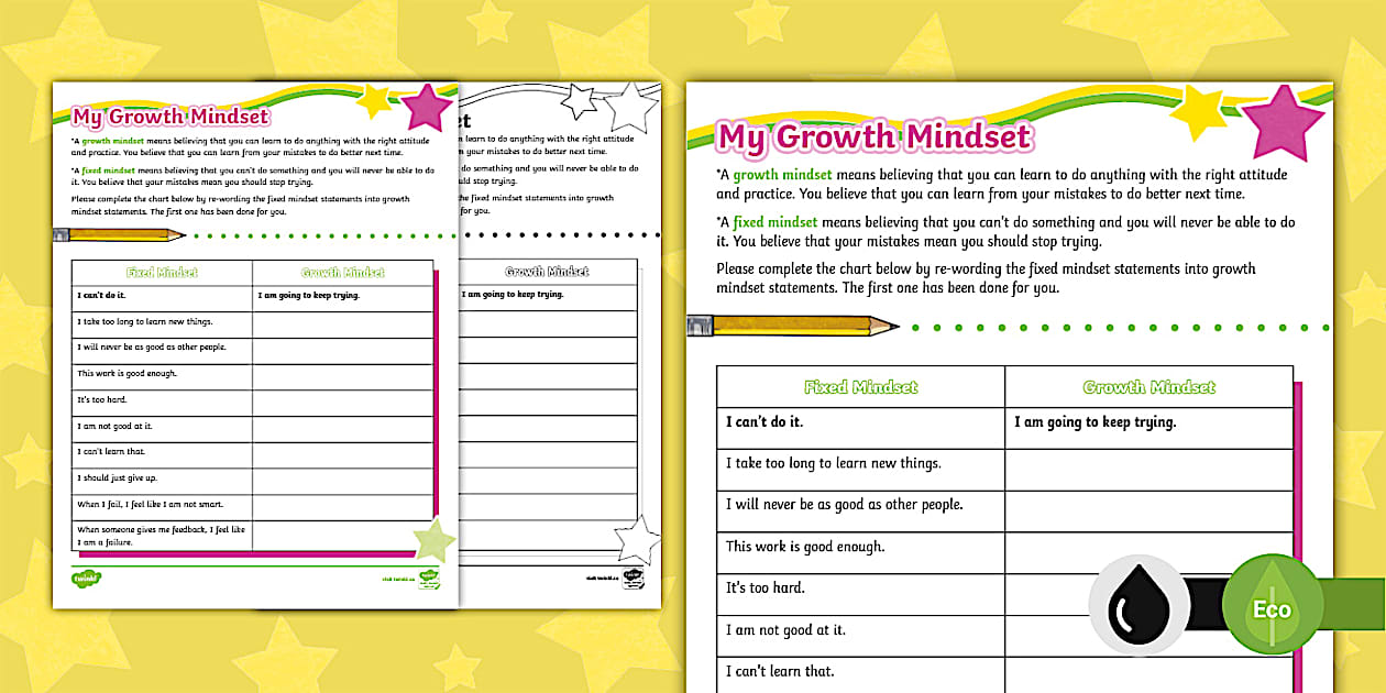 Growth Mindset Activity Sheet (teacher made) - Twinkl