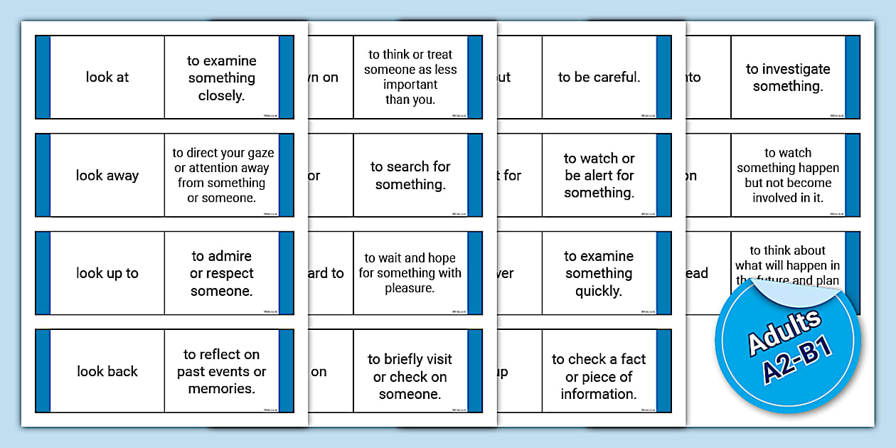 ESL Phrasal Verbs with 'Look' Matching Cards [Adults, A2-B1]