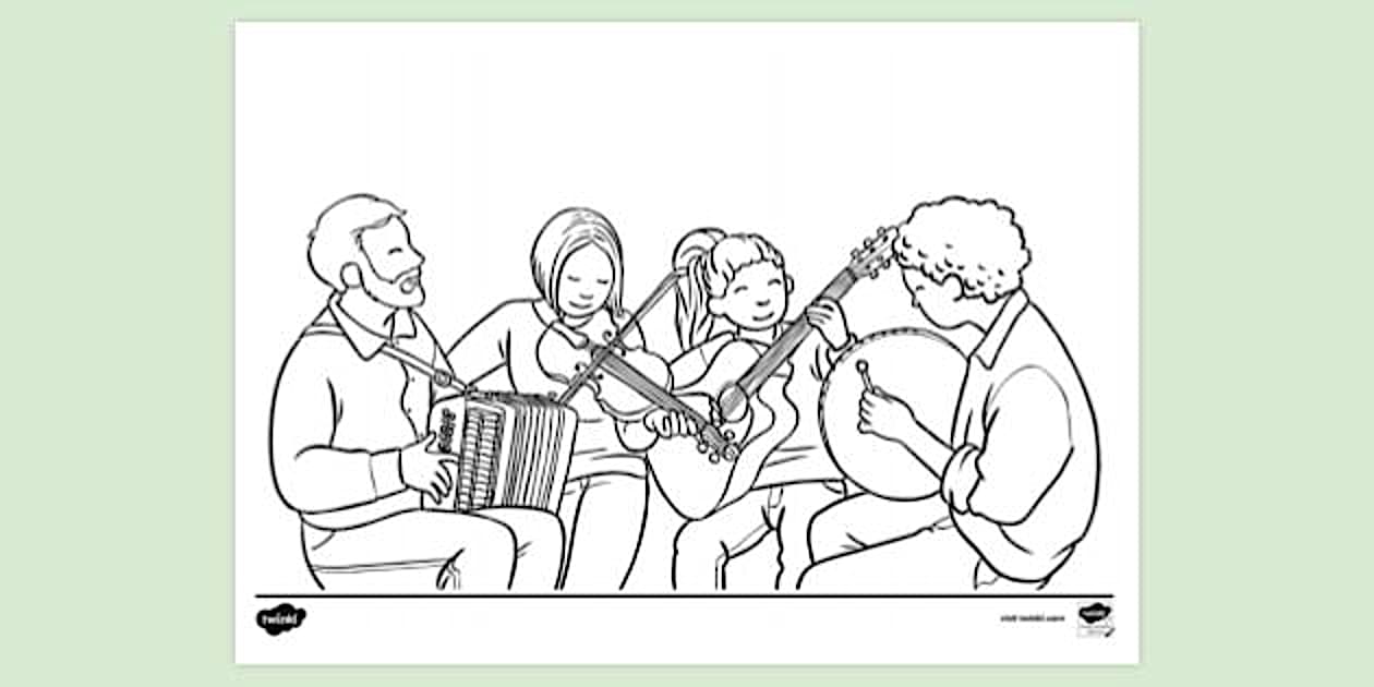 Irish Musicians Colouring Sheet | Colouring Sheets - Twinkl