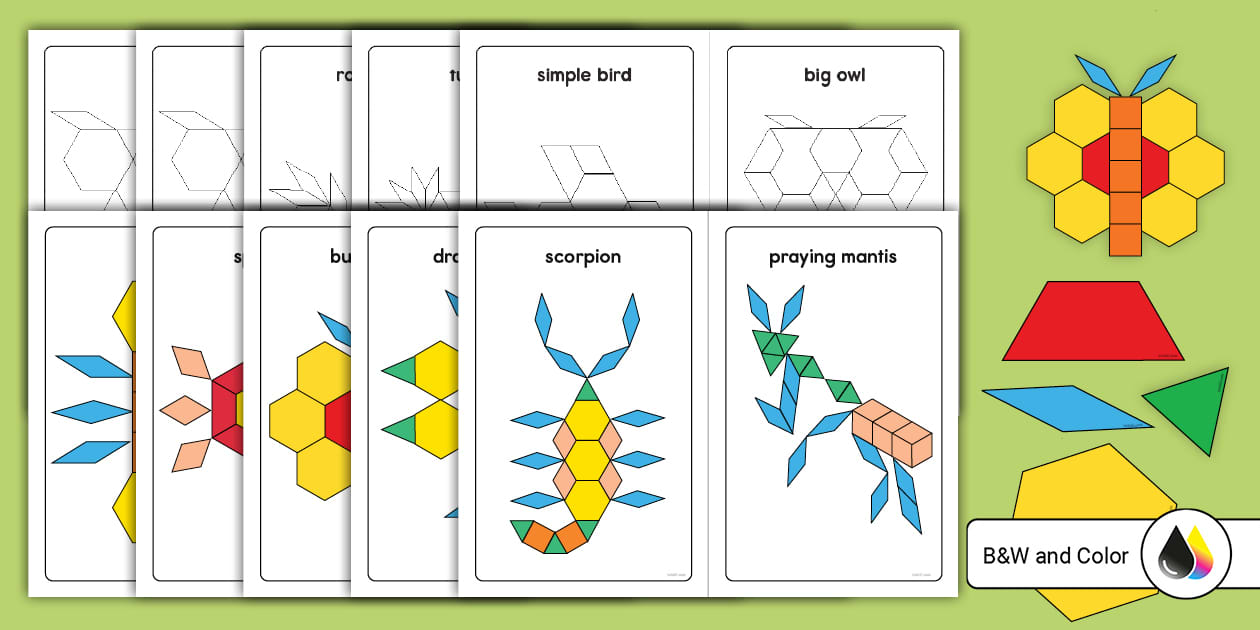 Anthropods Pattern Block Cards (teacher made) - Twinkl