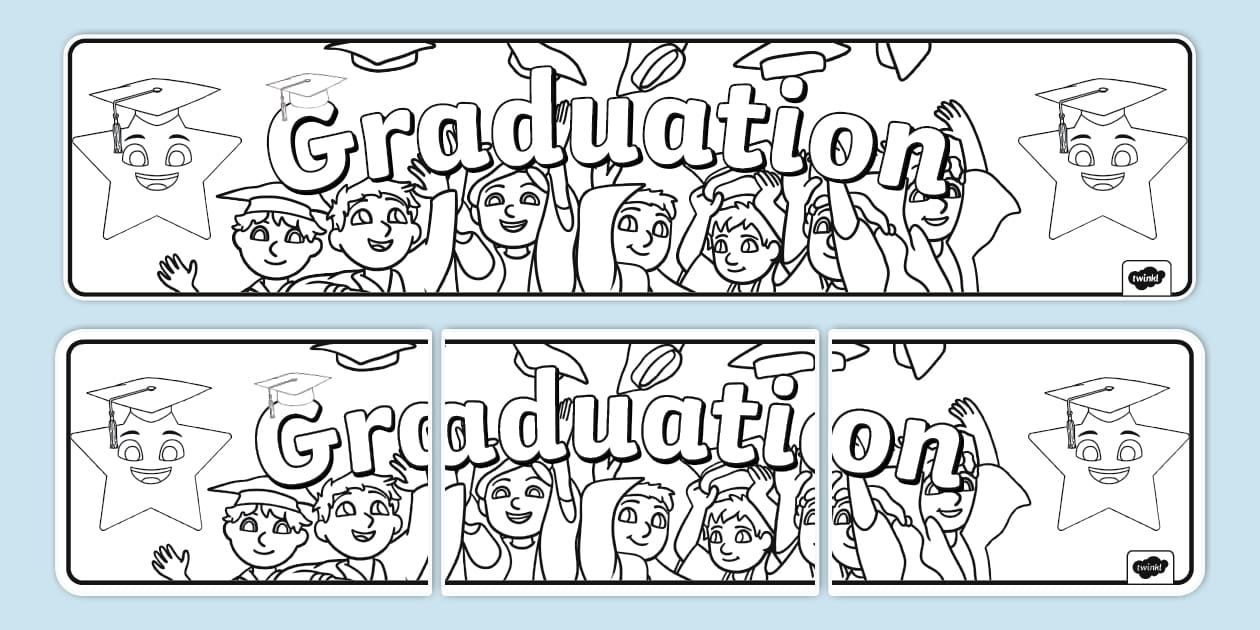 Graduation Colouring Display Banner (Teacher-Made) - Twinkl