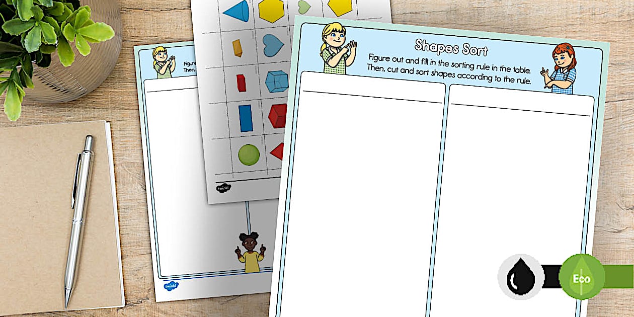 Sort Shapes Worksheet | Sorting Rule for Shapes Activity