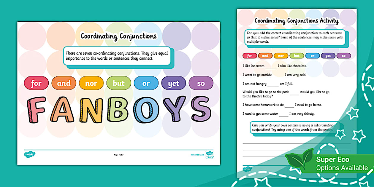 Coordinating Conjunctions Activity (Ages 5 - 7) - Twinkl