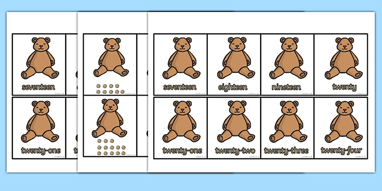 Teddy Bear Number Ordering Cards (teacher made) - Twinkl