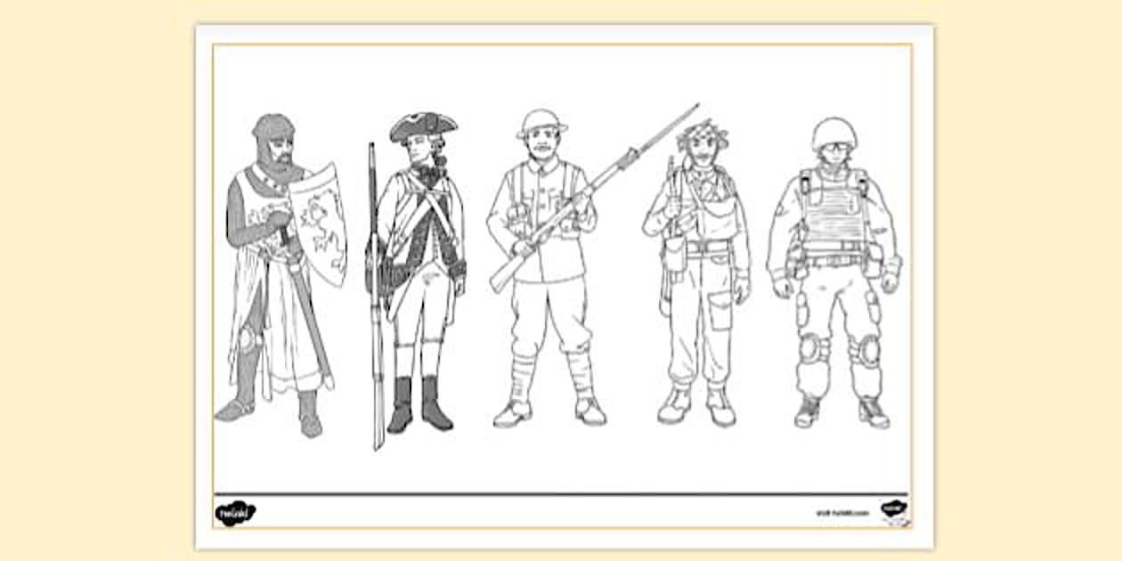Soldiers Through the Ages: Soldier Colouring Page - Twinkl