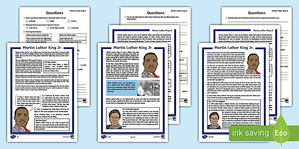 Martin Luther King Differentiated Reading Comprehension